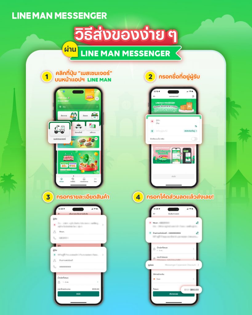 LINE MAN MESSENGER แพ็กเกจสุดคุ้ม ส่งถูก ส่งไว ประหยัดต้นทุน ออเดอร์ ...